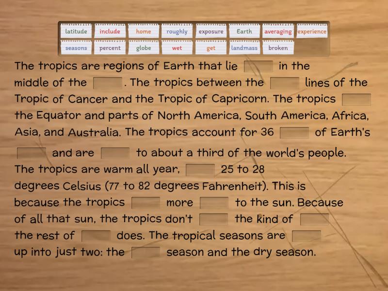 The tropics - Complete the sentence