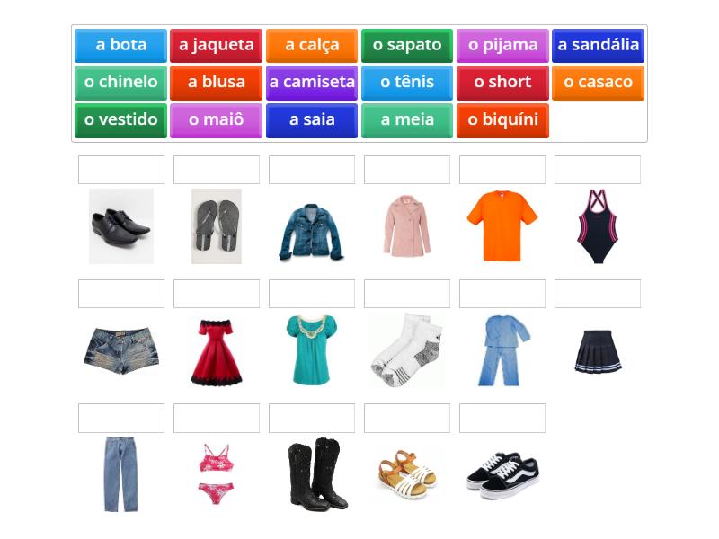 Vocabulário - Roupas - Match up