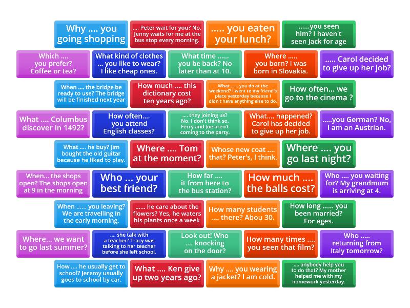 Question forming - Flip tiles