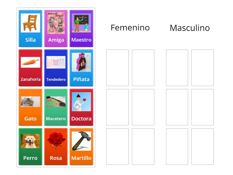 Sustantivos Masculino y Femenino - Group sort