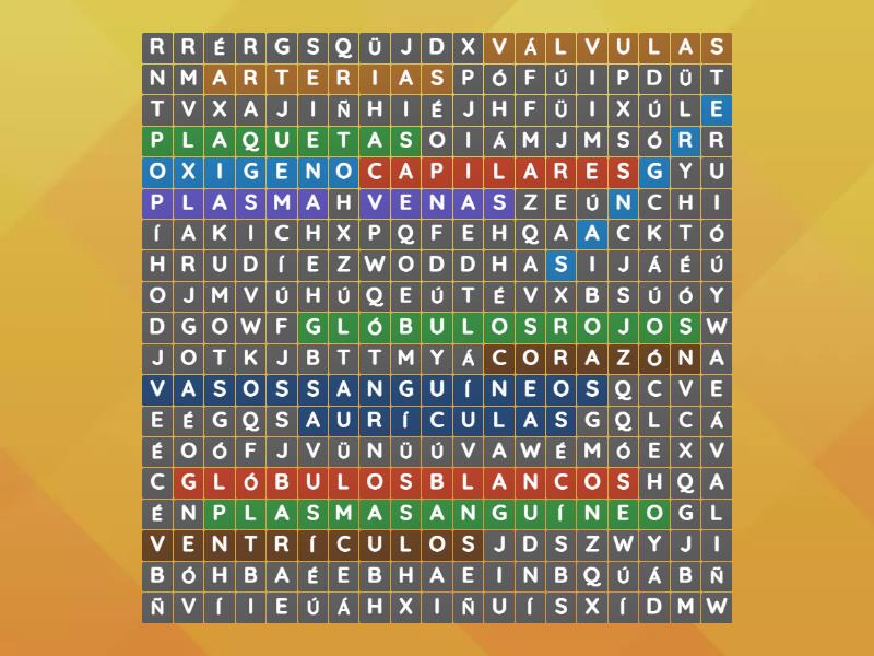 aparato circulatorio - Sopa de letras