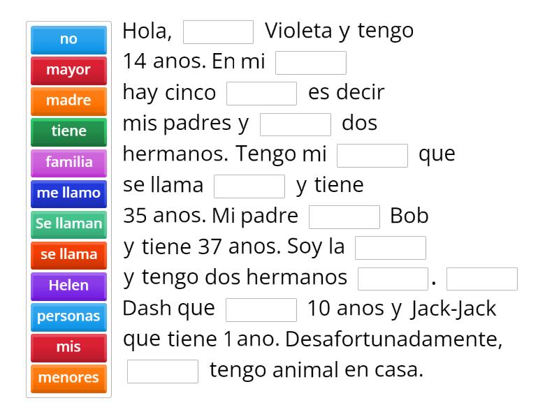 Mi Familia - Complete the sentence