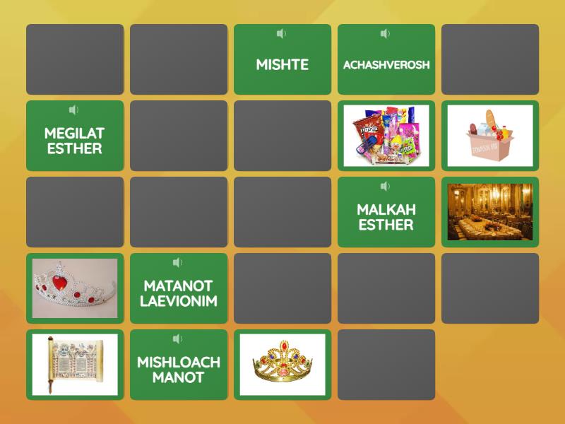 Purim characters and symbols - Memory Game - Matching pairs