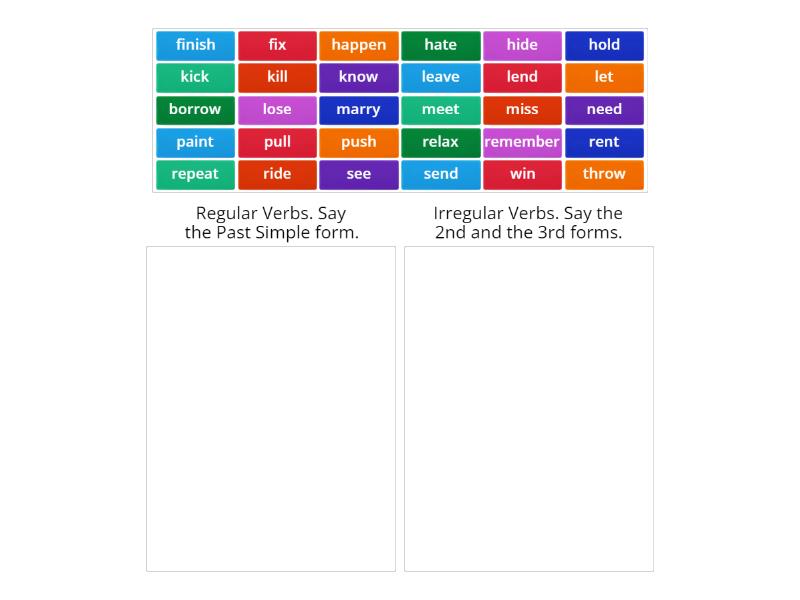Verbs Regular Irregular Part 4 - Categorize