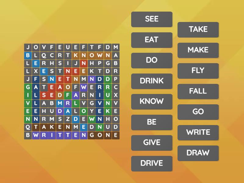 PAST PARTICIPLE - Wordsearch