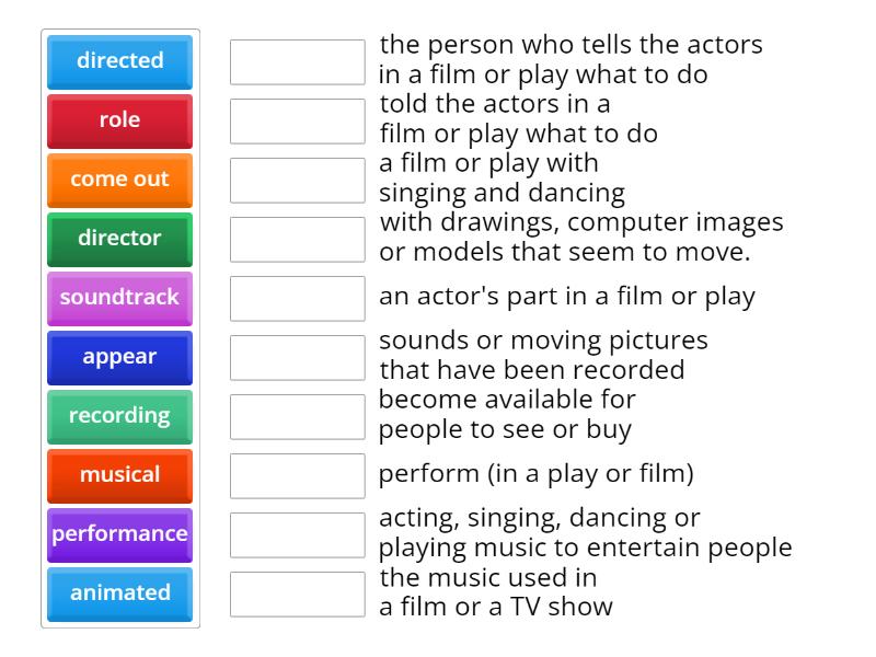 Prepare 5 Unit 16: Film Vocabulary - Match up