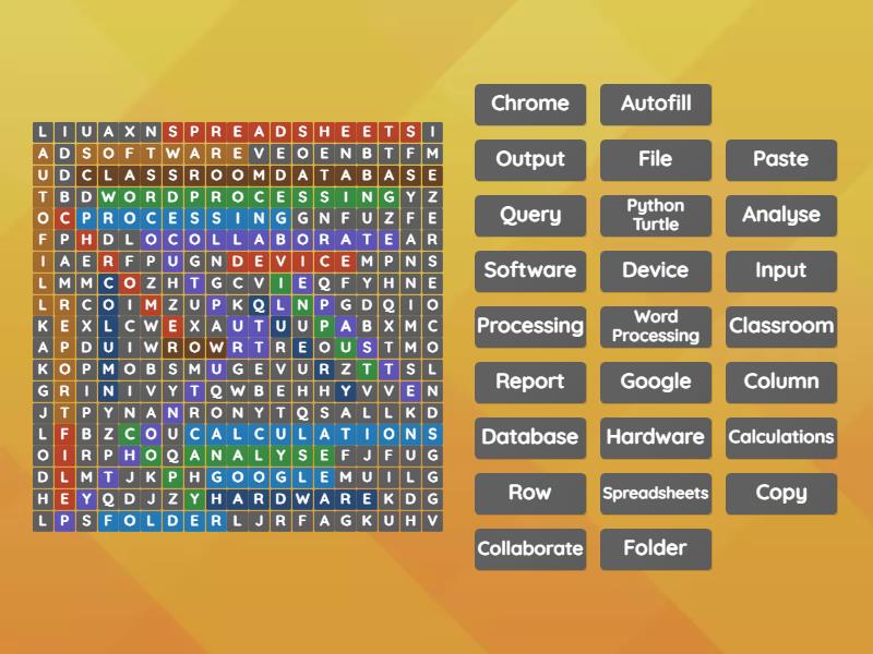 Year 9 - ICT - Wordsearch
