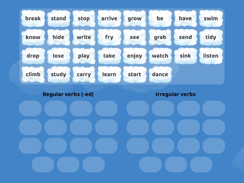 Regular and irregular verbs past form - Ordenar por grupo