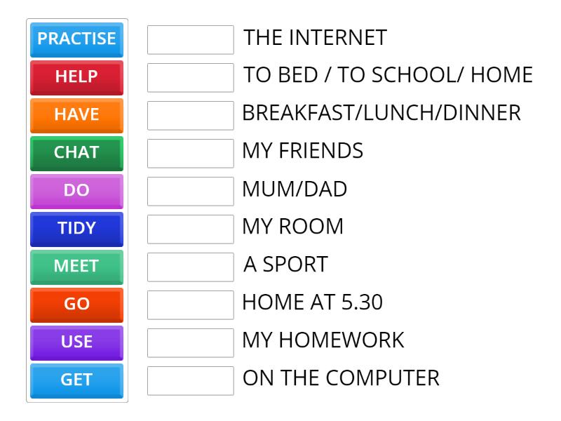 CH3 B COLLOCATIONS VERBS UNIT 1 - Match up