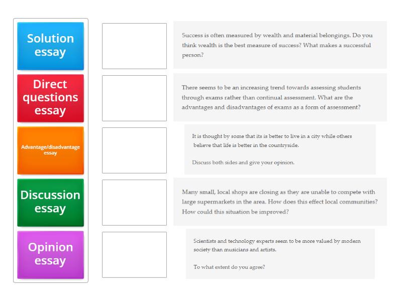 Essay question types match - Match up