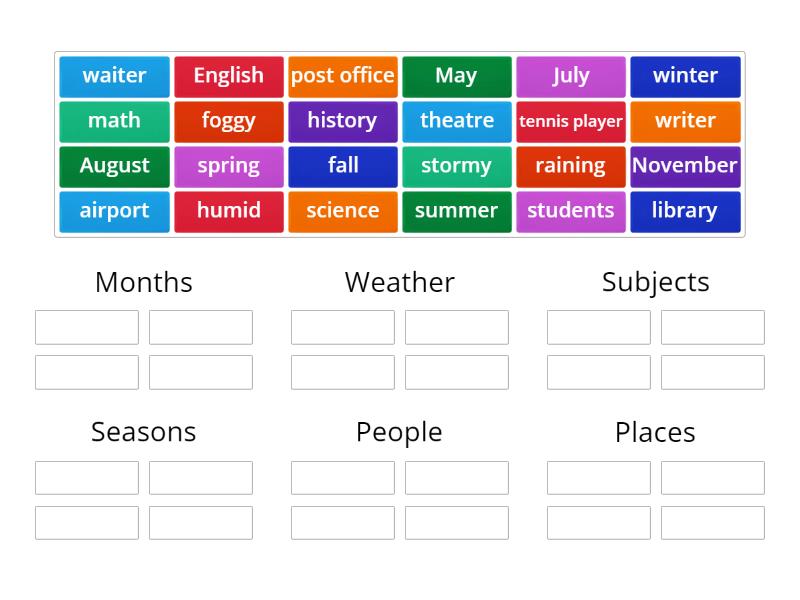 Eiken Level 4 Vocabulary - Categories - Group sort