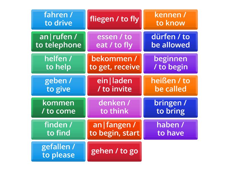 German irregular verbs 1 - Unregelmäßige Verben A1 - Flip tiles