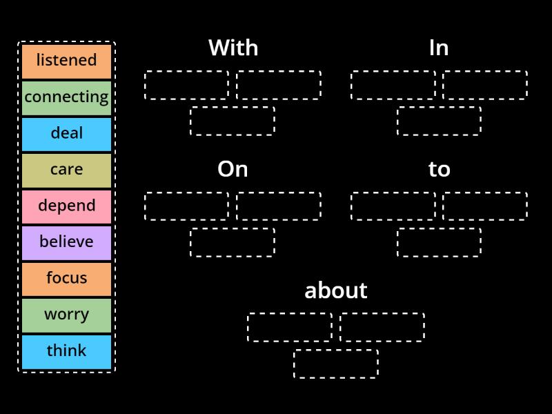 focus 2 unit 1 verb preposition match - Group sort