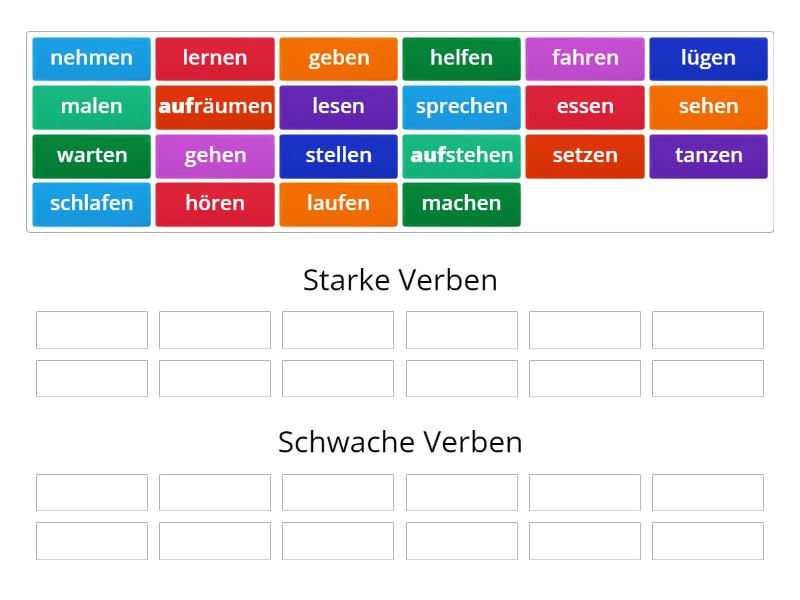 Schwache und starke Verben - Group sort