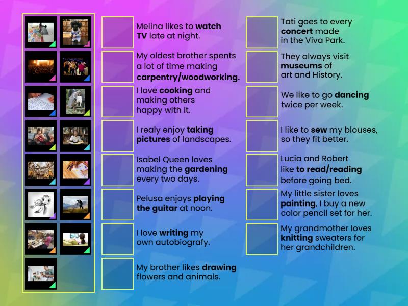 Identify activities - Match up