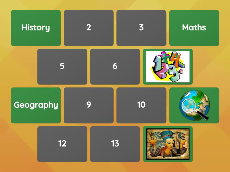 School Subjects - Matching pairs