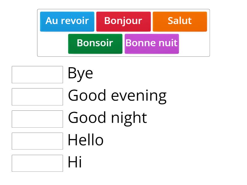 French Greetings 1 - Match up