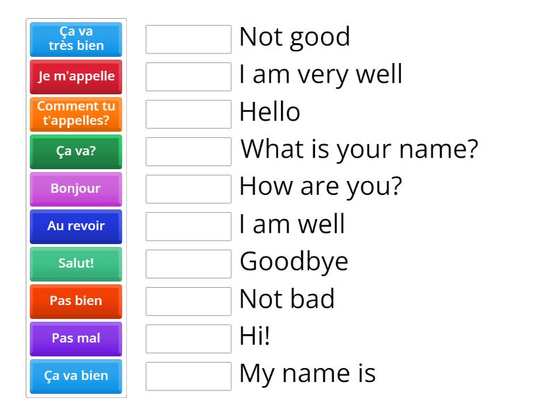 French Greetings - Match up