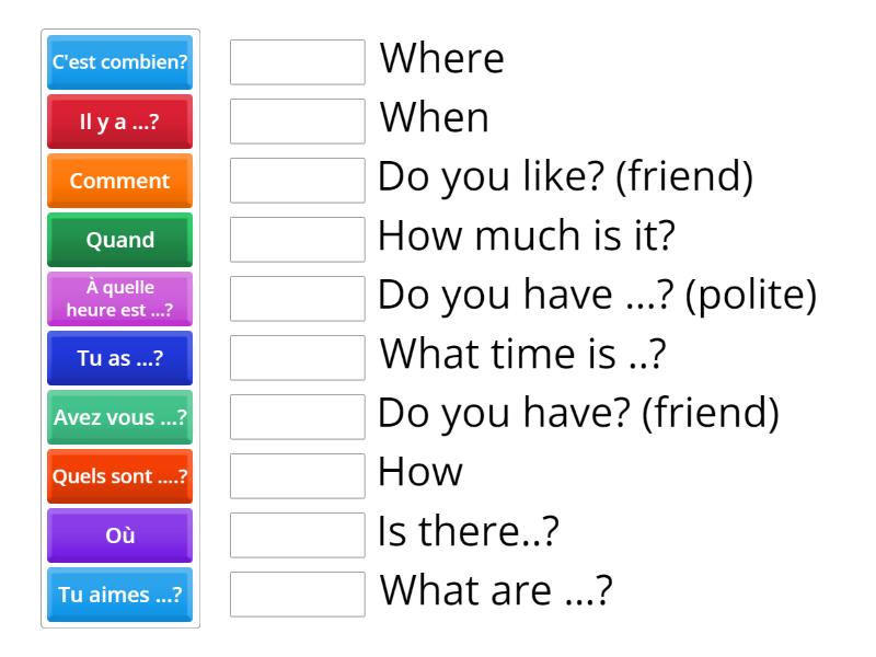 Role play questions - Match up