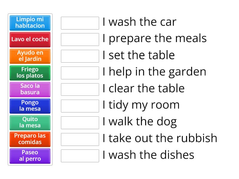 Y8 Spanish Chores - Match up