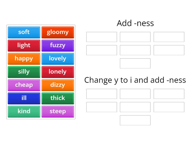 Suffix -ness - Group sort
