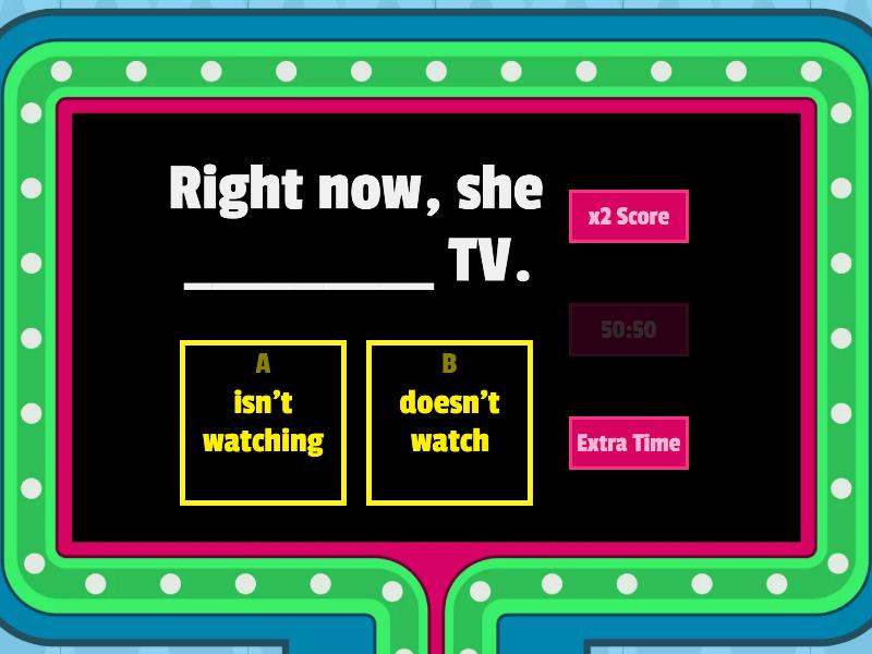 Present Simple vs. Present Continuous - Gameshow quiz