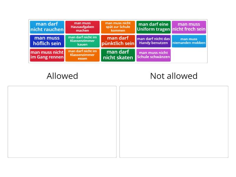 German school rules - Categorize