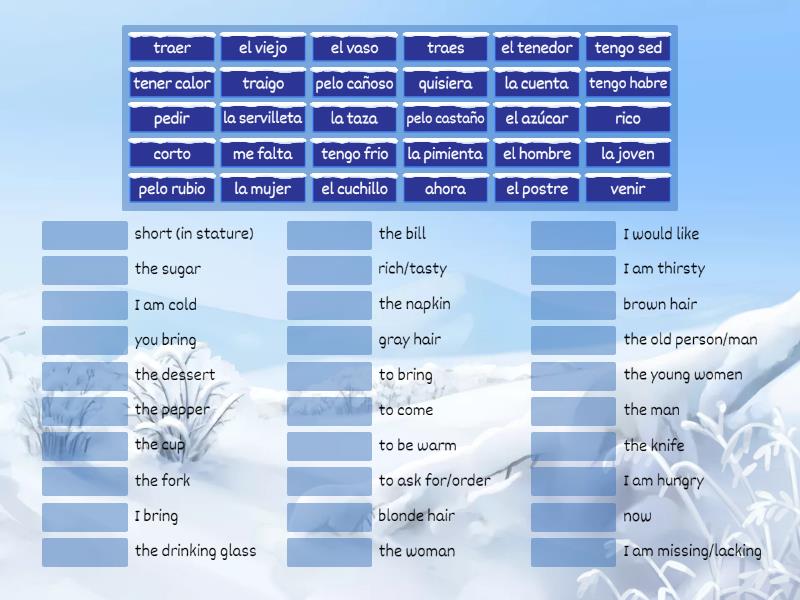 Vamos a un restaurante Realidades 1 5b - Match up