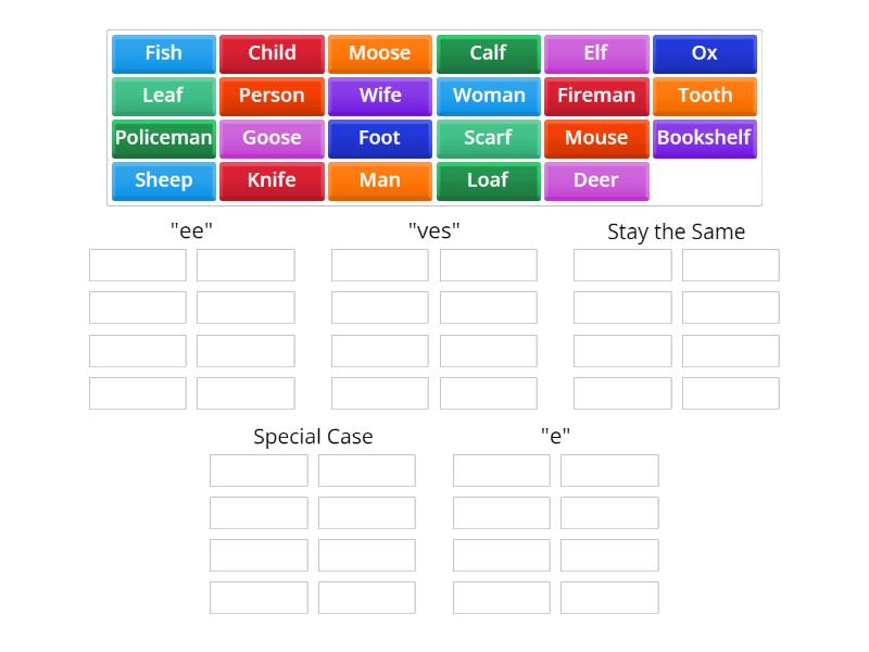 Irregular plurals - Group sort