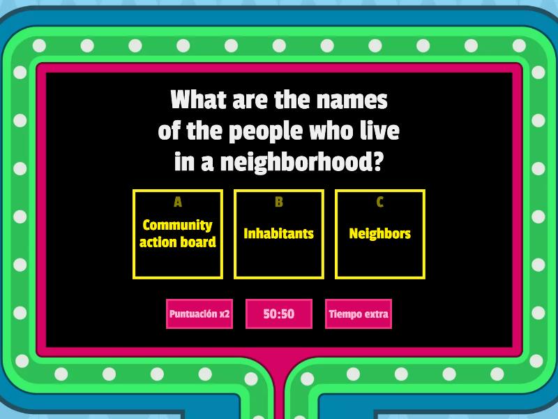 The members of my neighborhood - Gameshow quiz