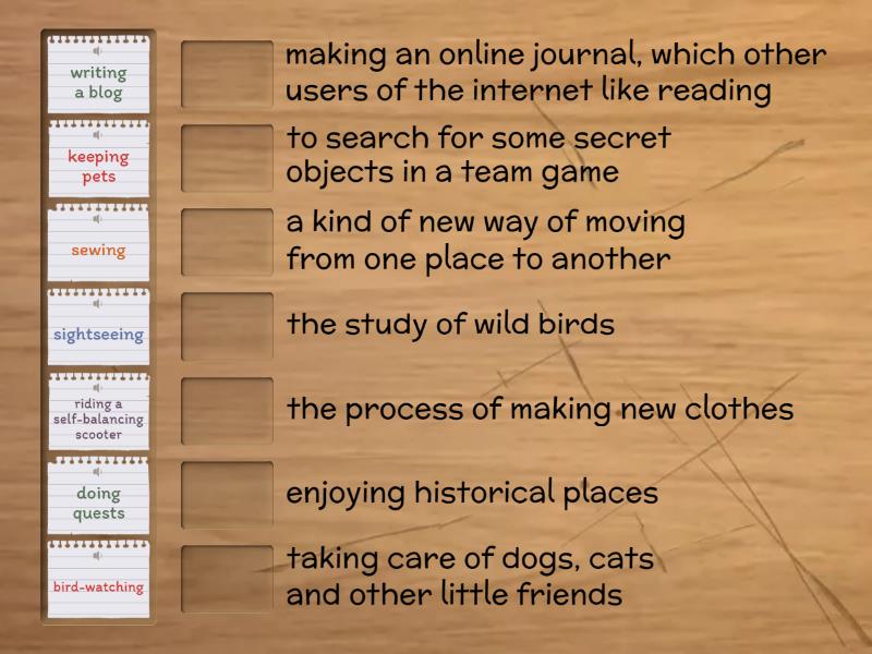 Match the words with their definitions. - Match up