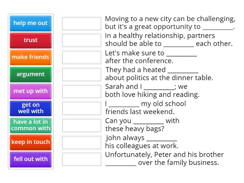 B1+ Unit 1 Lesson 1 (Complete the sentences) - Match up