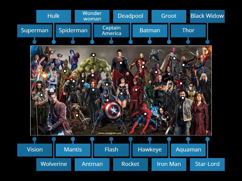 Marvel and DC Label - Match - Labelled diagram