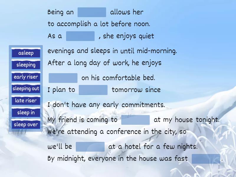 Sleep - Complete the sentence