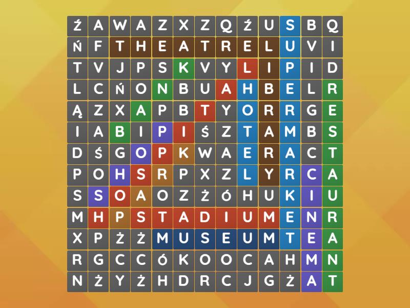 Places in town - Wordsearch