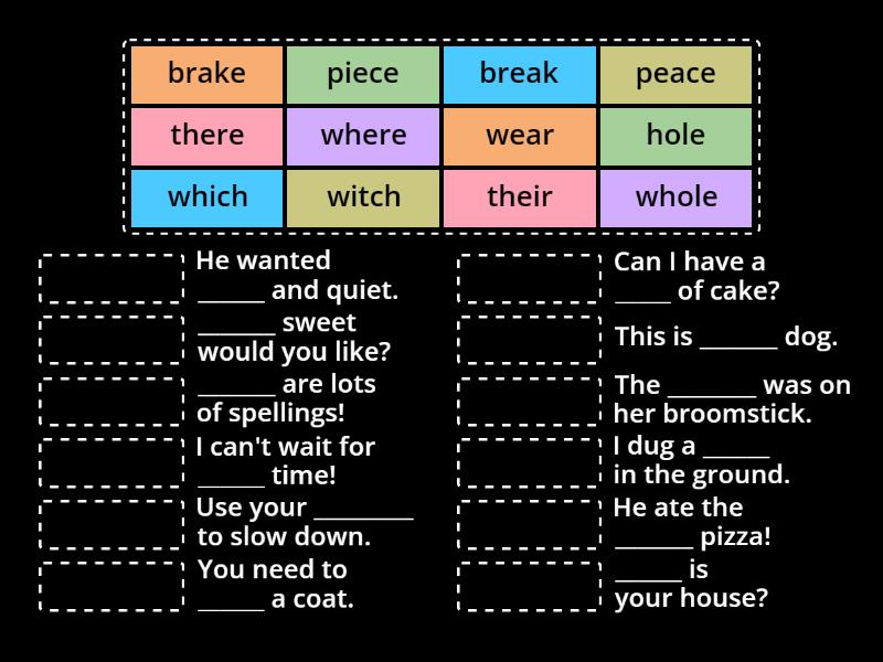 Homophone matching game 07/10/2024 - Match up