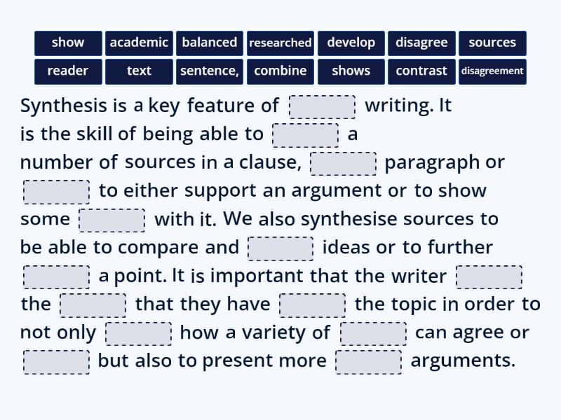 Prep 2024 Synthesis - Explanation - Complete the sentence