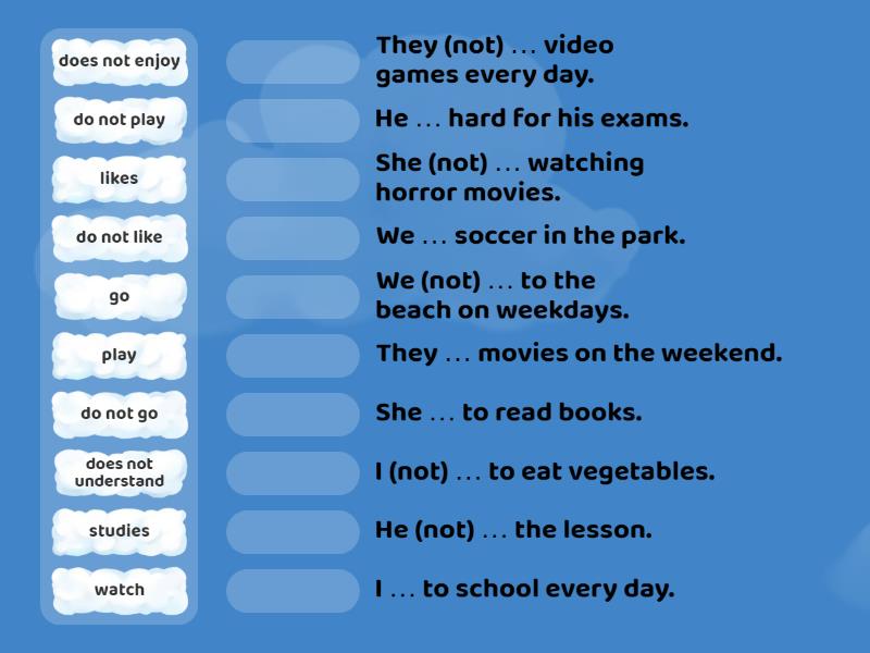 Matching test Simple Present Tenses Junior High School grade 9th - Match up