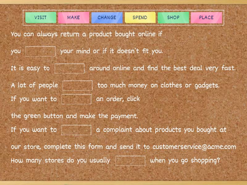 Online shopping vs Traditional shopping video collocation - Missing word