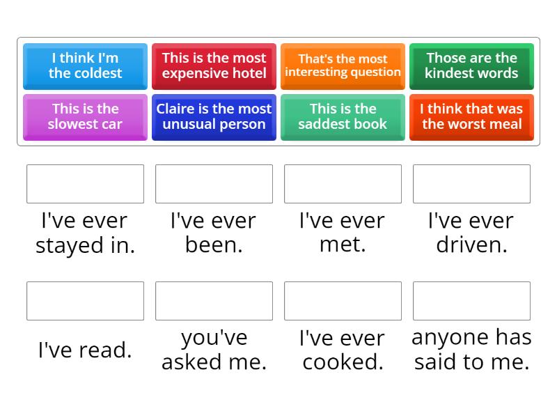 present perfect+superlative - Match up