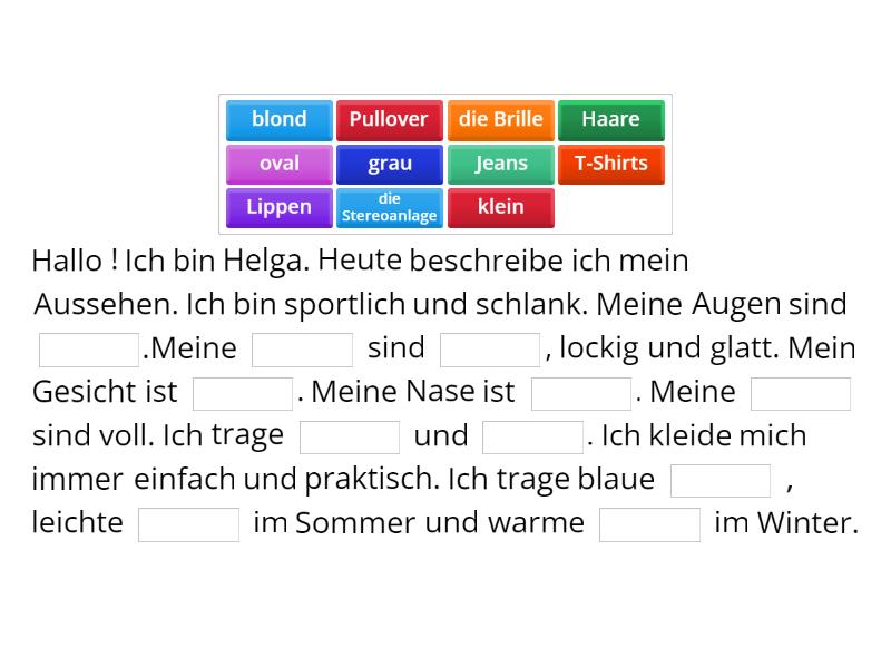 Mein Aussehen - Complete the sentence