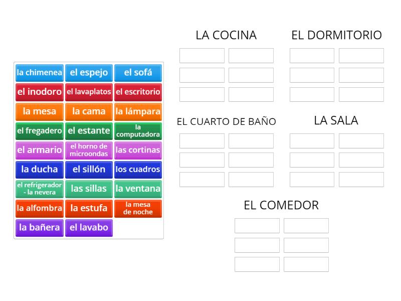 Copy of Vocabulario de la casa - Group sort