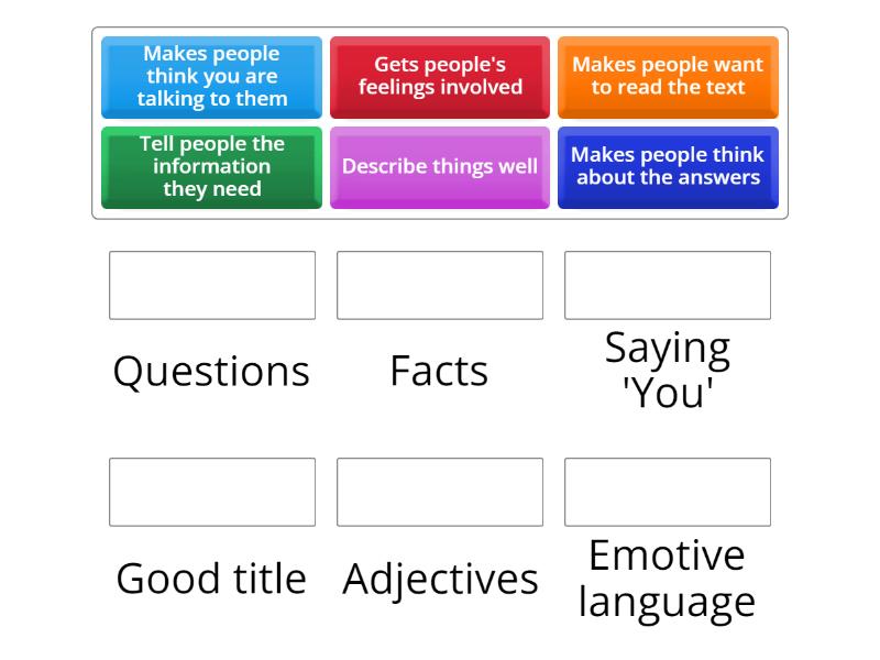 Persuasive text features - Match up