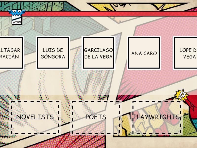 UNIT 4. WRITERS OF THE BAROQUE LITERATURE. - Speed sorting
