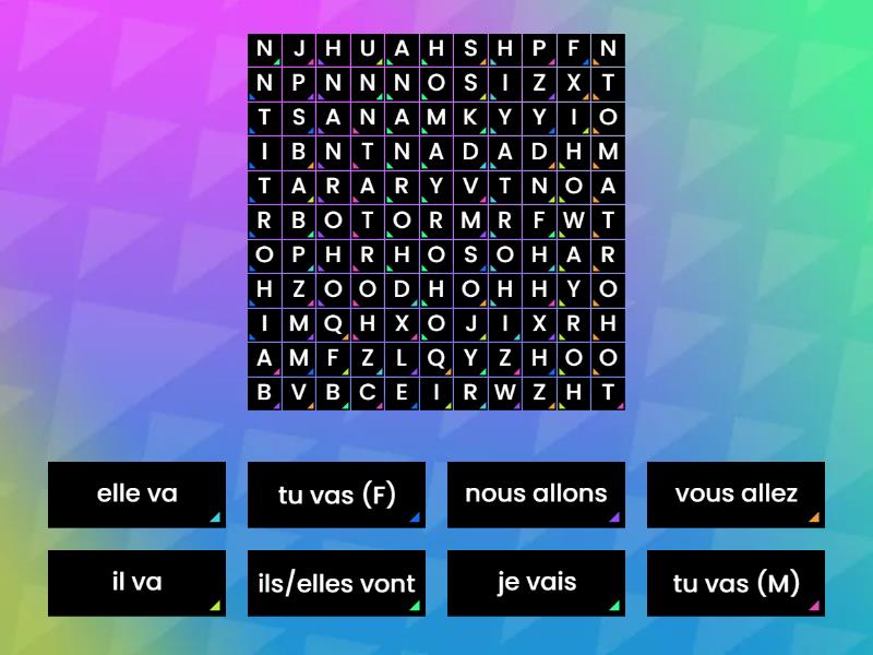 Le verbe Aller / rah Wordsearch - Wörtersuche