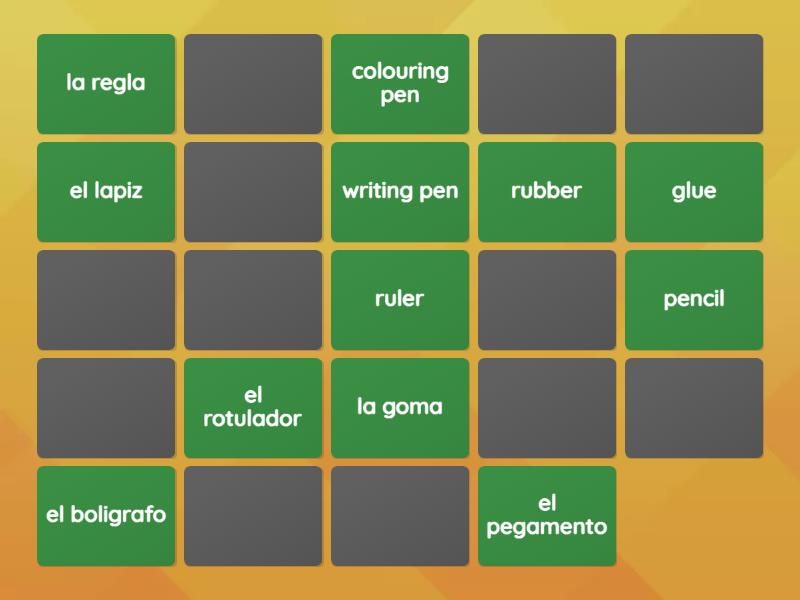 Spanish Classroom Objects - Matching pairs