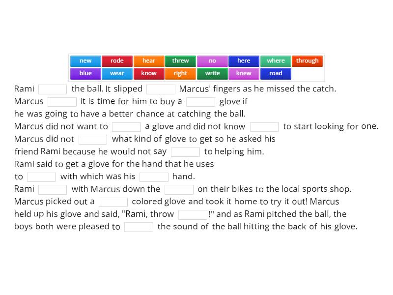 Homophones - Sentences - Complete the sentence