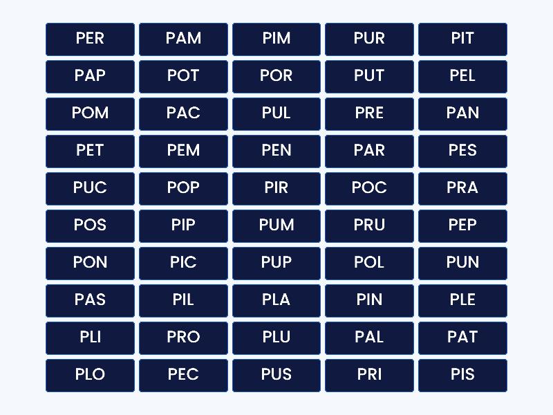 LECTURA DE SÍL·LABES P - Flip tiles