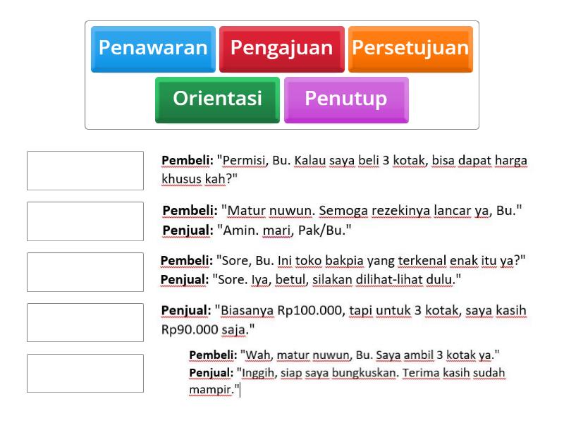 PENCOCOKAN TEKS DIALOG NEGOSIASI - Permainan Pencocokan