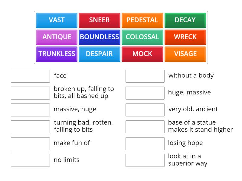 OZYMANDIAS 12 key words - Match up